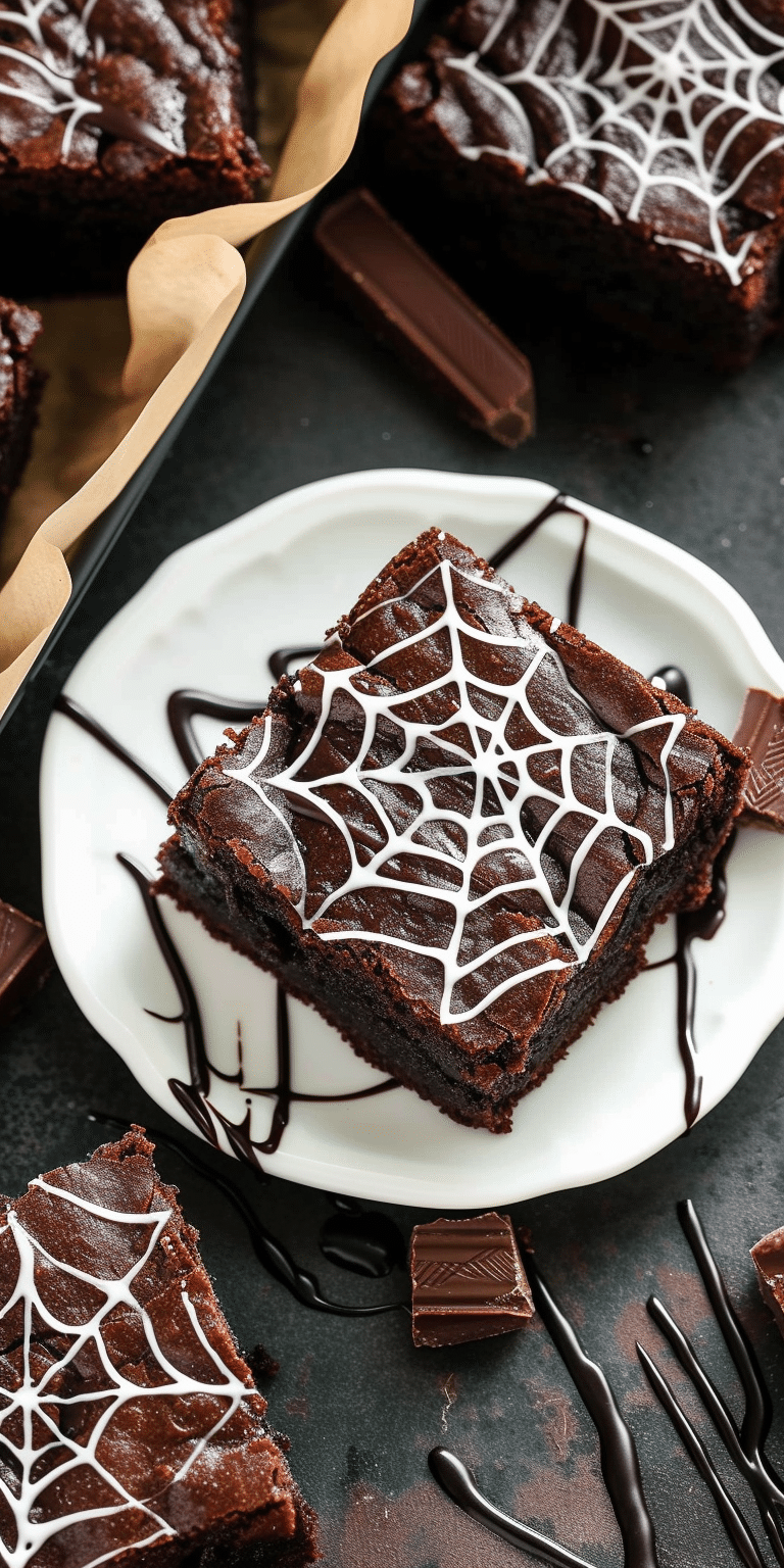White Chocolate Spiderweb Brownies [50 Minutes] - Chasety