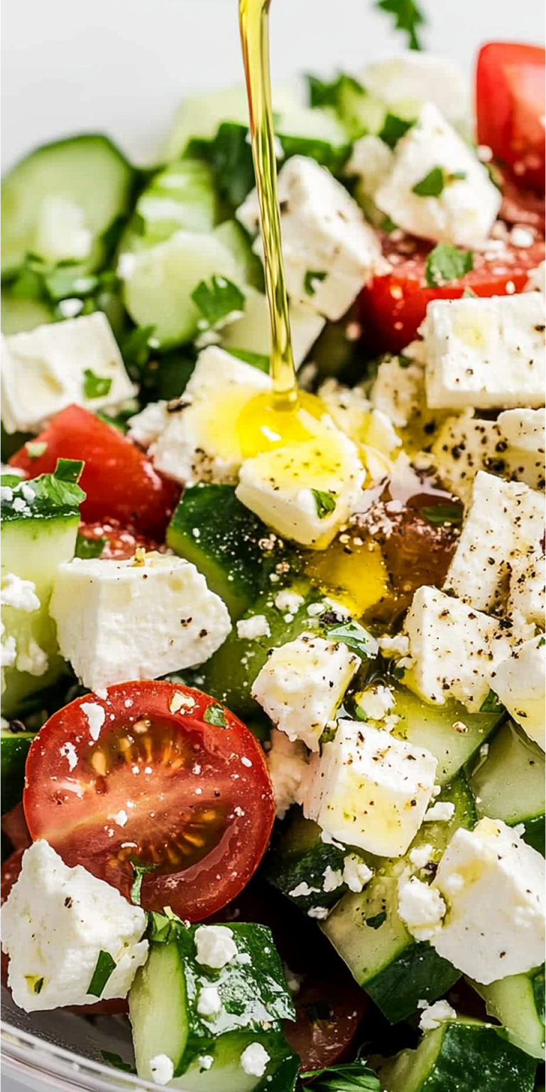 Easy Greek Cucumber Tomato Feta Salad - Chasety